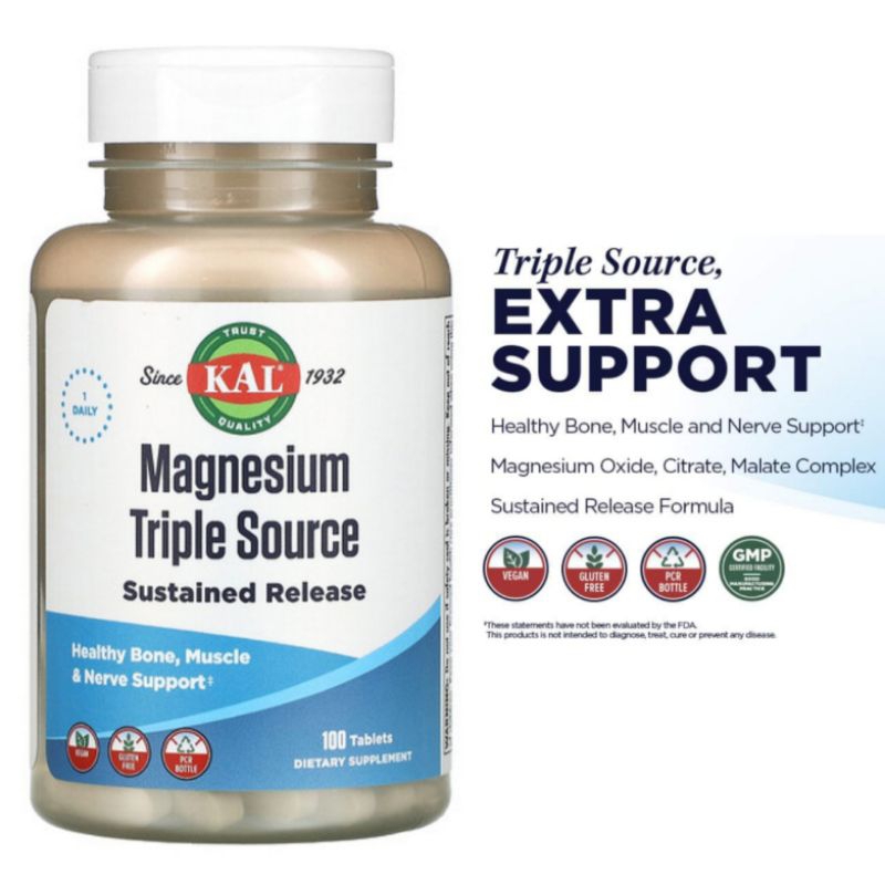 Kal Magnesium Triple Source, 100 เม็ด | Shopee Thailand