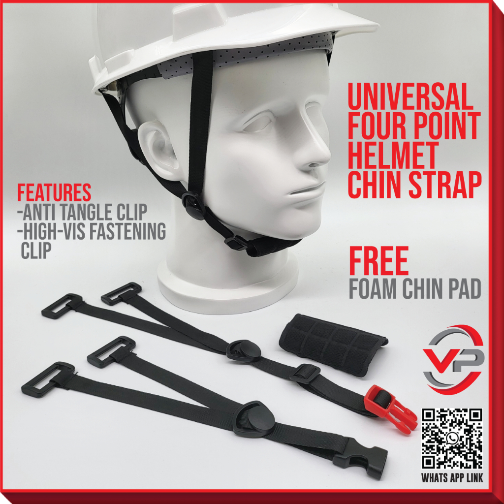 UNIVERSAL SAFETY HELMET 4 POINT CHIN STRAP COMPATIBLE MSA TANIZAWA 3M ...