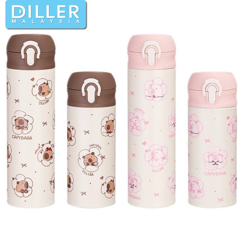Diller Capybara SUS316 Botol Air Thermo Straw Thermo Water Bottle Flask D9281 (350ml/480ml ...