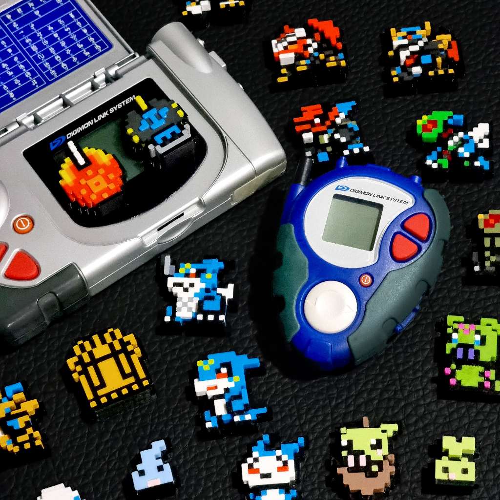 Digimon Digivice Vpet Veemon และ Wormmon Version Pixel Art พวงกุญแจรูป ...