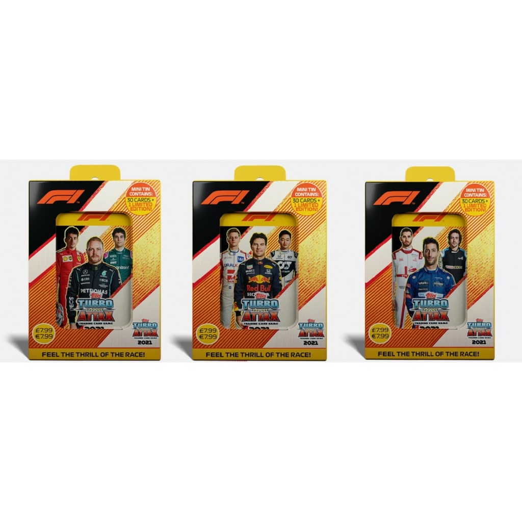 2021 TOPPS FORMULA 1 TURBO ATTAX CARDS MINI TIN (31 CARDS + GOLD NORRIS ...