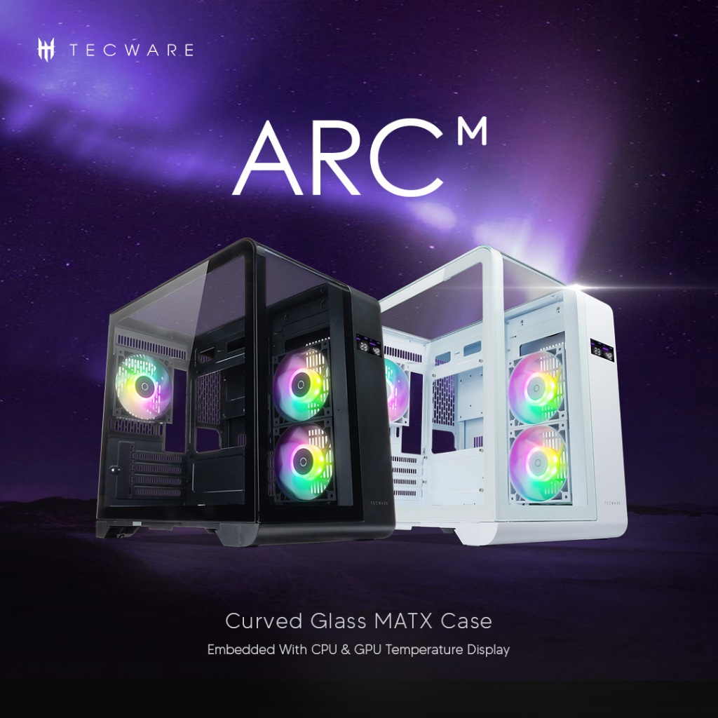 Arc M Tecware Curved Tempered Glass MATX Case Premium PC Case รวมพัดลม ...