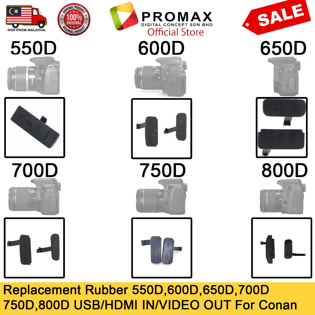 Canon EOS 500D,550D,600D, 650D, 700D, 750D, 800D USB / AV OUT/ HDMI ...