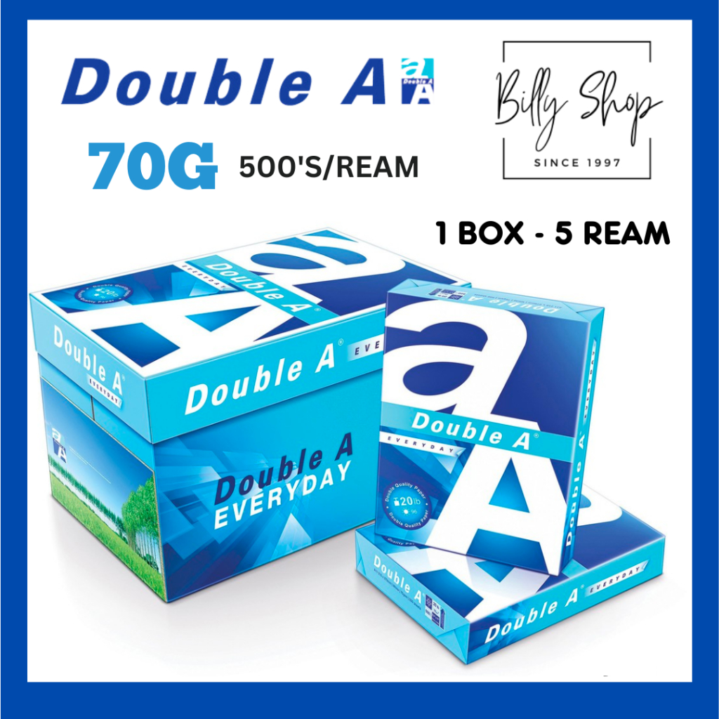 Double A A4 Copier Paper 70 แกรม 500s I 5 Reams / กล่อง | Shopee Thailand