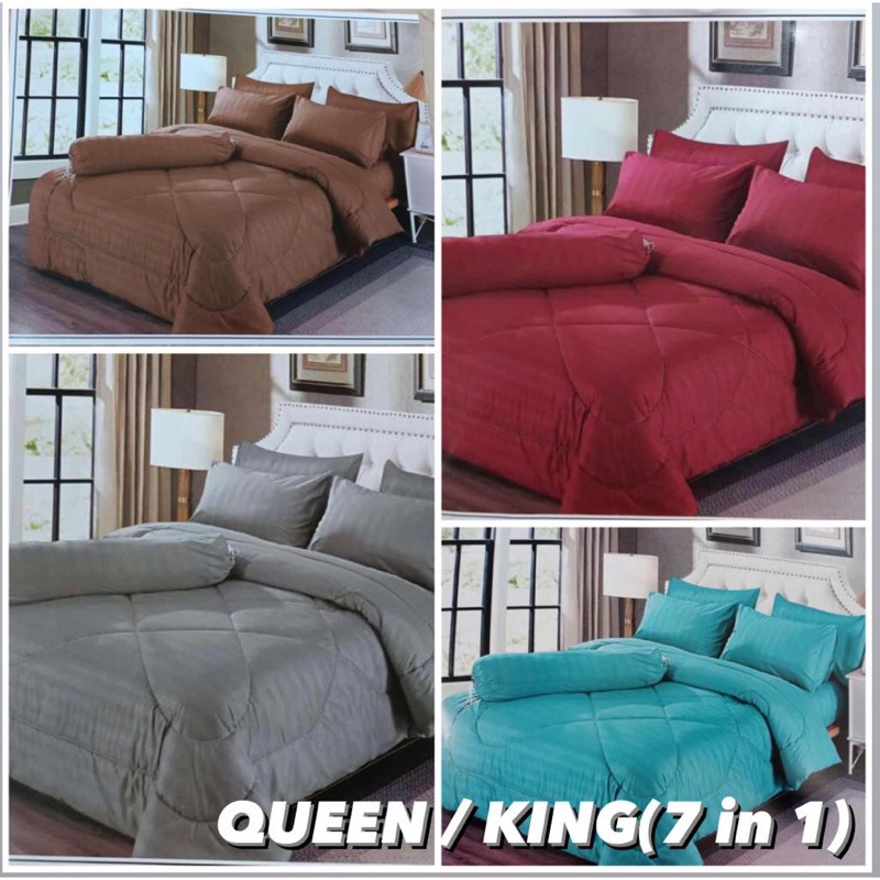 Set CADAR PLAIN/ CADAR HOTEL + COMFORTER (7 IN 1) -พร้อมสต็อก- | Shopee ...