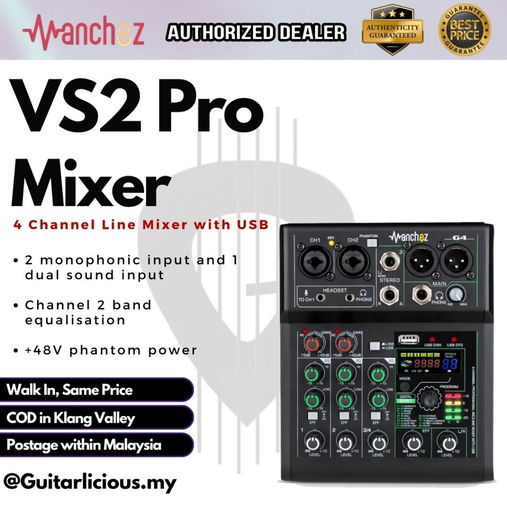 มิกเซอร์ 4 ช่อง แบบพกพา พร้อมอินเทอร์เฟซเสียง (VS2-Pro E4) | Shopee ...