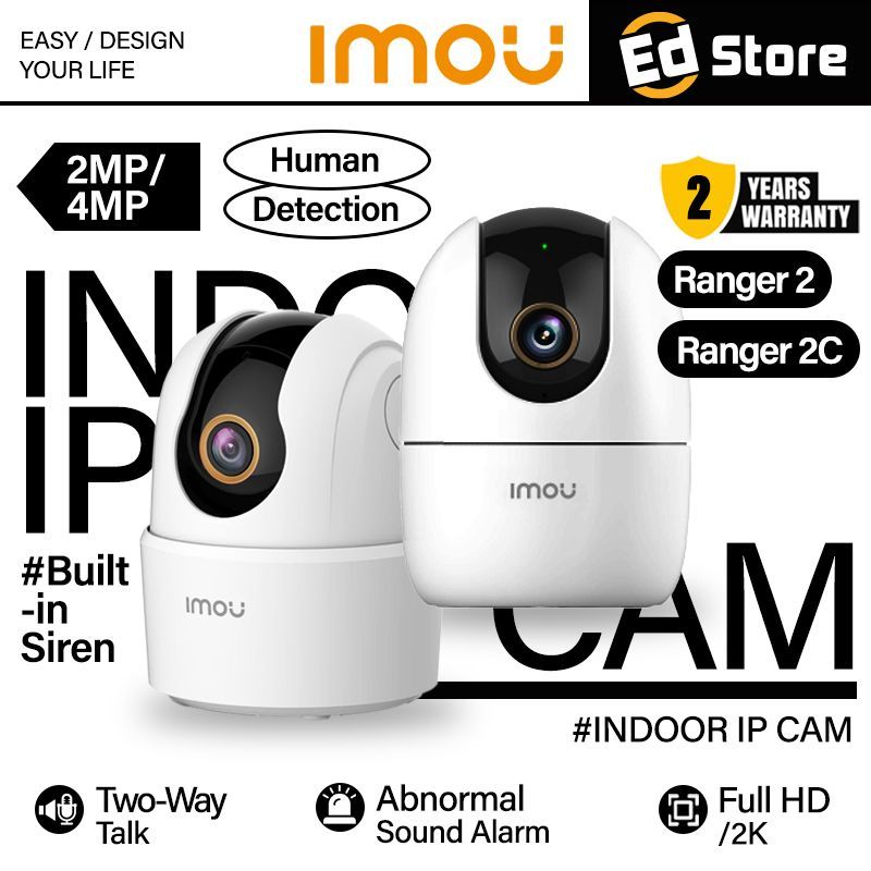 Imou Ranger 2C 4MP(2K) / 2MP กล้องวงจรปิดไร้สายในร่มเสียงผิดปกติปลุก 2 ...