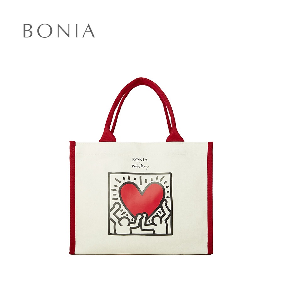 Bonia x Keith Haring กระเป ๋ าผ ้ าแคนวาสสีแดง | Shopee Thailand