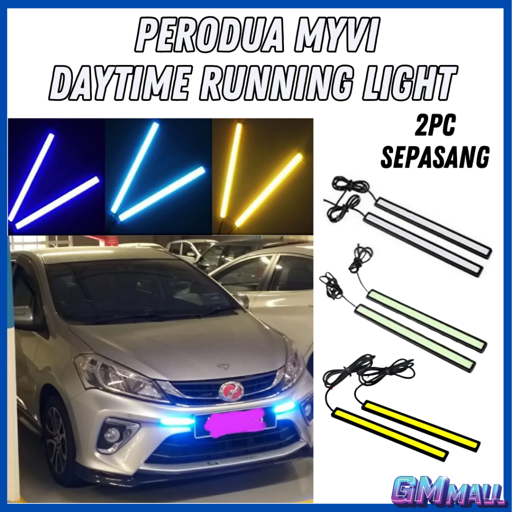 2 PCs PERODUA myvi CAR DAYLIGHT DRL COB LED Spotlight Strip Lampu DRL ...
