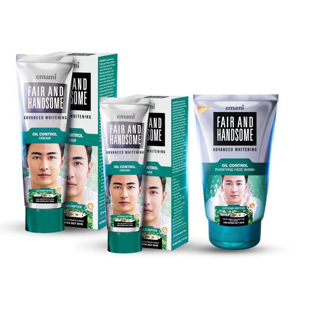 Emami Fair & Handsome Advanced Whitening Oil Control Cream-25g/50g และ Face Wash-100g | Shopee ...