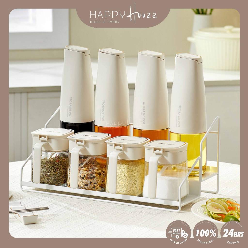 Haho โมเดิร์นเคลือบสแตนเลสเครื่องปรุงรส Jar Rack ห้องครัว Organiser ...