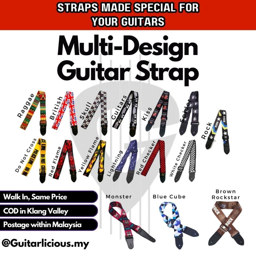 Designer Guitar Strap Graphicทอสายกีตาร์ 2 นิ้วเบสอะคูสติกไฟฟ้าสาย ...