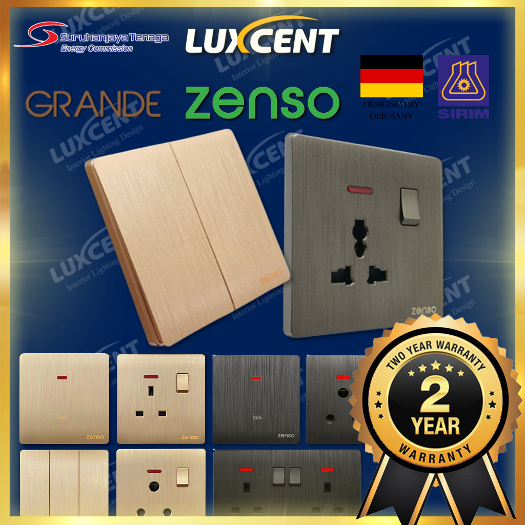 ZENSO Grande Wall Switch & Socket Suis 20A 1/2/3/4 Gang 1/2 Way ...