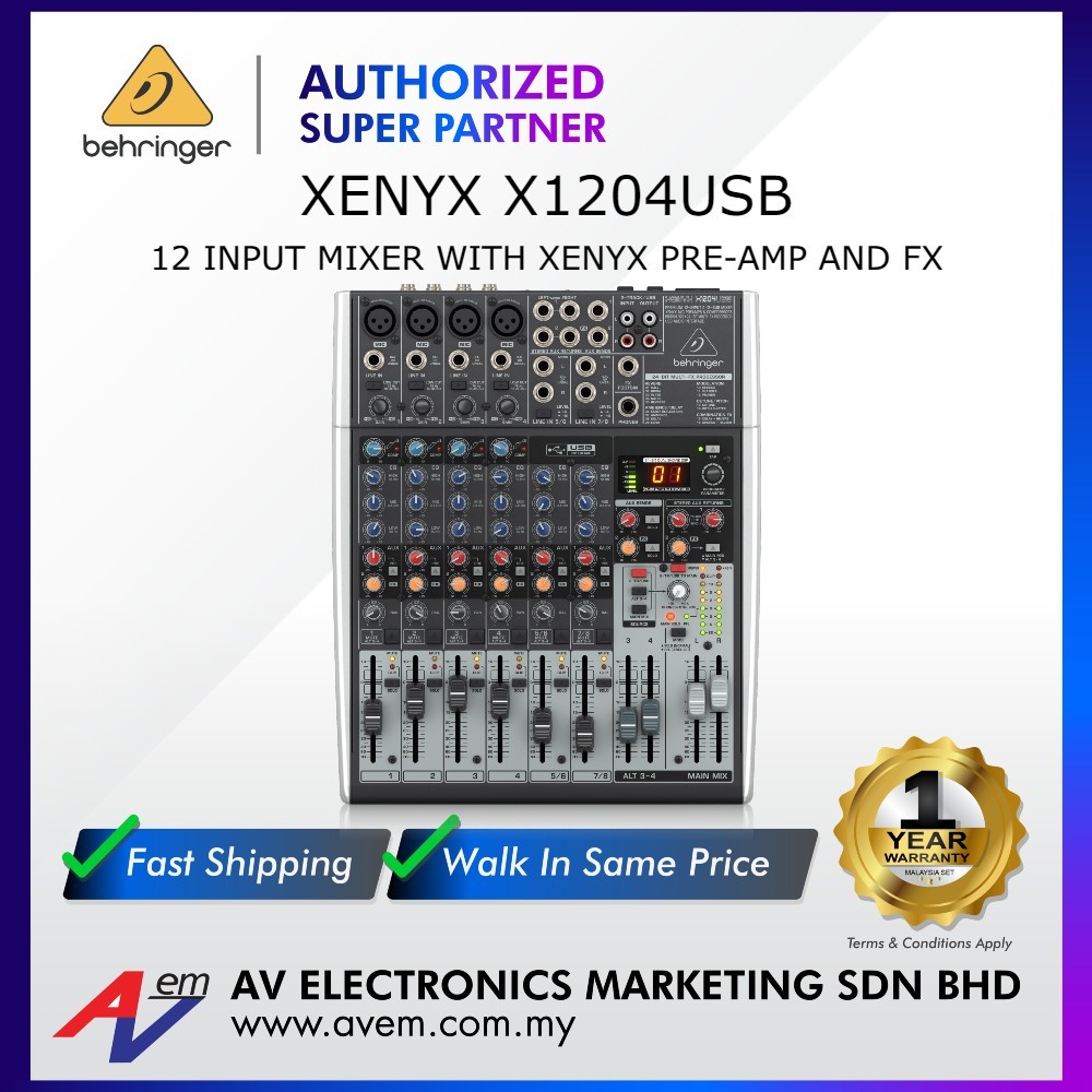 Behringer XENYX X1204USB มิกเซอร์พร้อม USB และเอฟเฟกต์ | Shopee Thailand