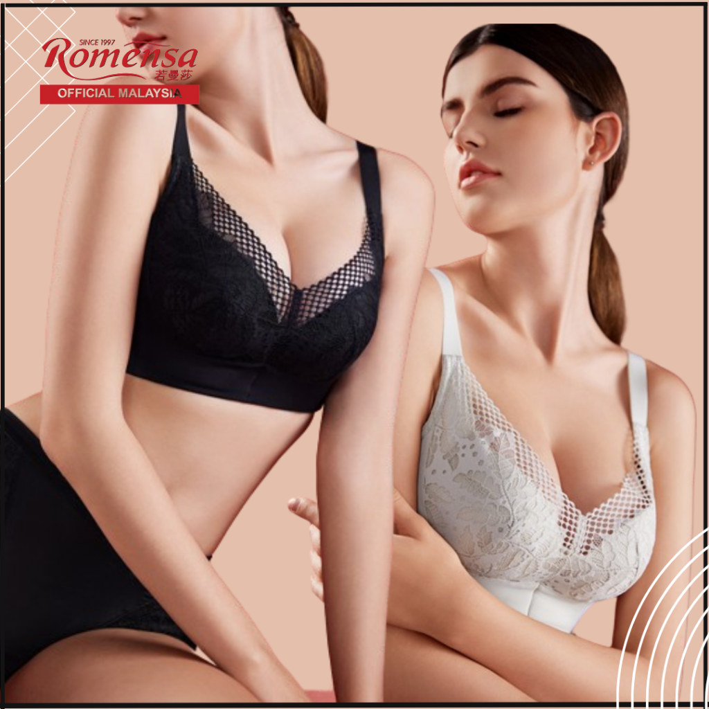 Romensa เสื้อชั้นในไร้สาย เต้าใหญ่ แบบเต็ม คัพทรงบาง คัพ D E F Cup R501 | Shopee Thailand