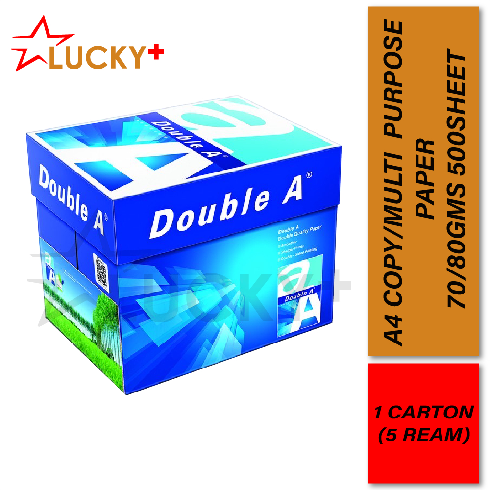 กระดาษเครื่องถ่ายเอกสาร Double A A4 70/80gsm 500s (5Ream/กล่อง) / กระดาษ A4 / Kertas A4 / กระดาษ ...