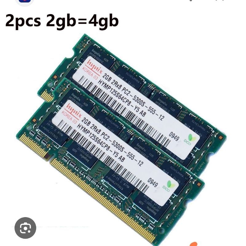 แล็ปท็อป Ram 4Gb Laptop Ram 2GB x 2 ชิ้น รวมมือสองDDR2 | Shopee Thailand