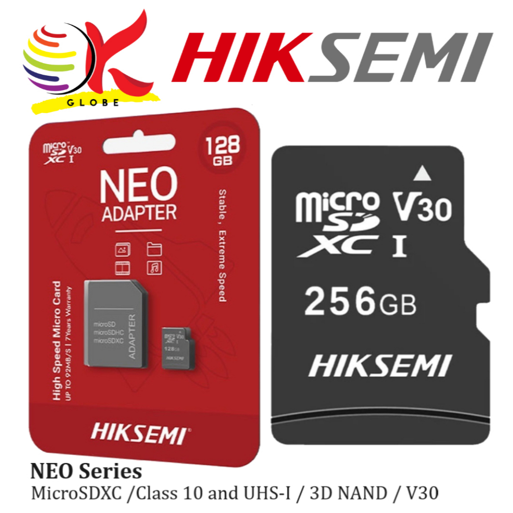 Hiksemi NEO SERIES MICRSDHC การ์ดหน่วยความจําพร้อมอะแดปเตอร์ UHS CLASS 10 V30 256GB / 512GB ...