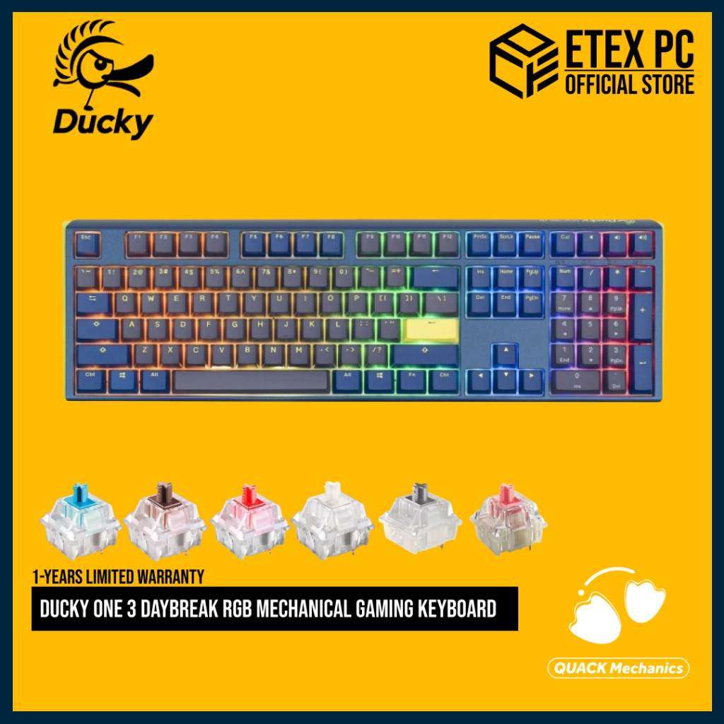 Ducky One 3 Daybreak RGB Mechanical Gaming Keyboard ( Mx Blue/Mx Brown ...