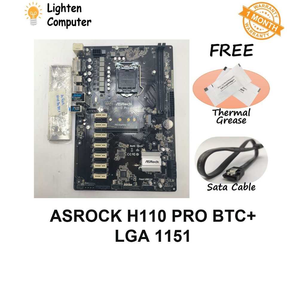 มือสองเมนบอร์ด Asrock H110 PRO BTC+ เมนบอร์ด H110 LGA 1151 6th 7th Gen ...