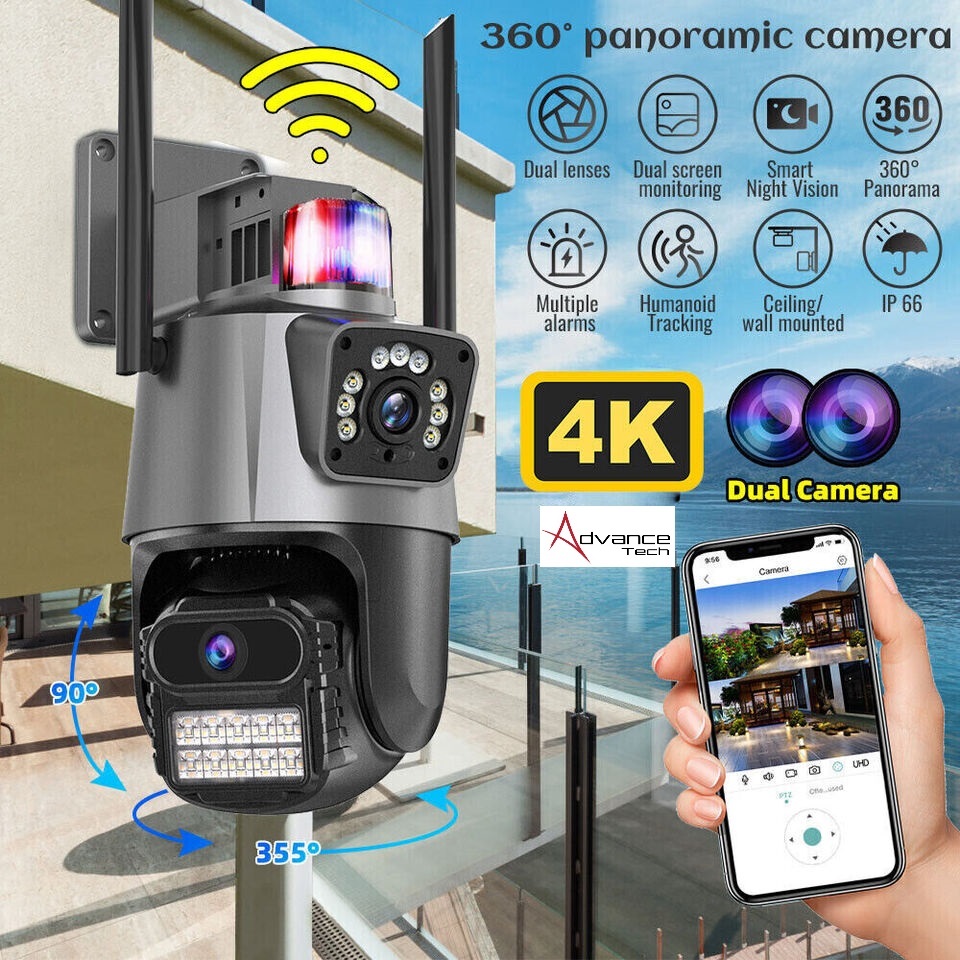 Icsee Dual Lens WiFi IP Camera กล้องวงจรปิดกลางแจ้งไร้สาย PTZ Home ...