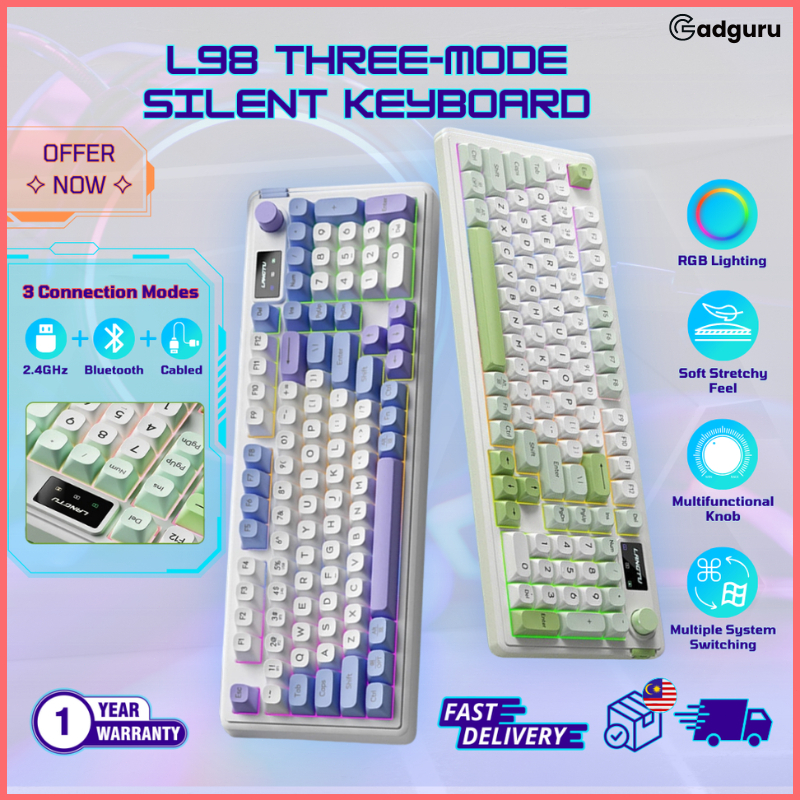 Langtu L98 3รุ่นRGB Muteคีย์บอร์ดสาวสํานักงานบลูทูธ2.4Gไร้สายMechanical Feelingคีย์บอร์ดไร้สาย ...