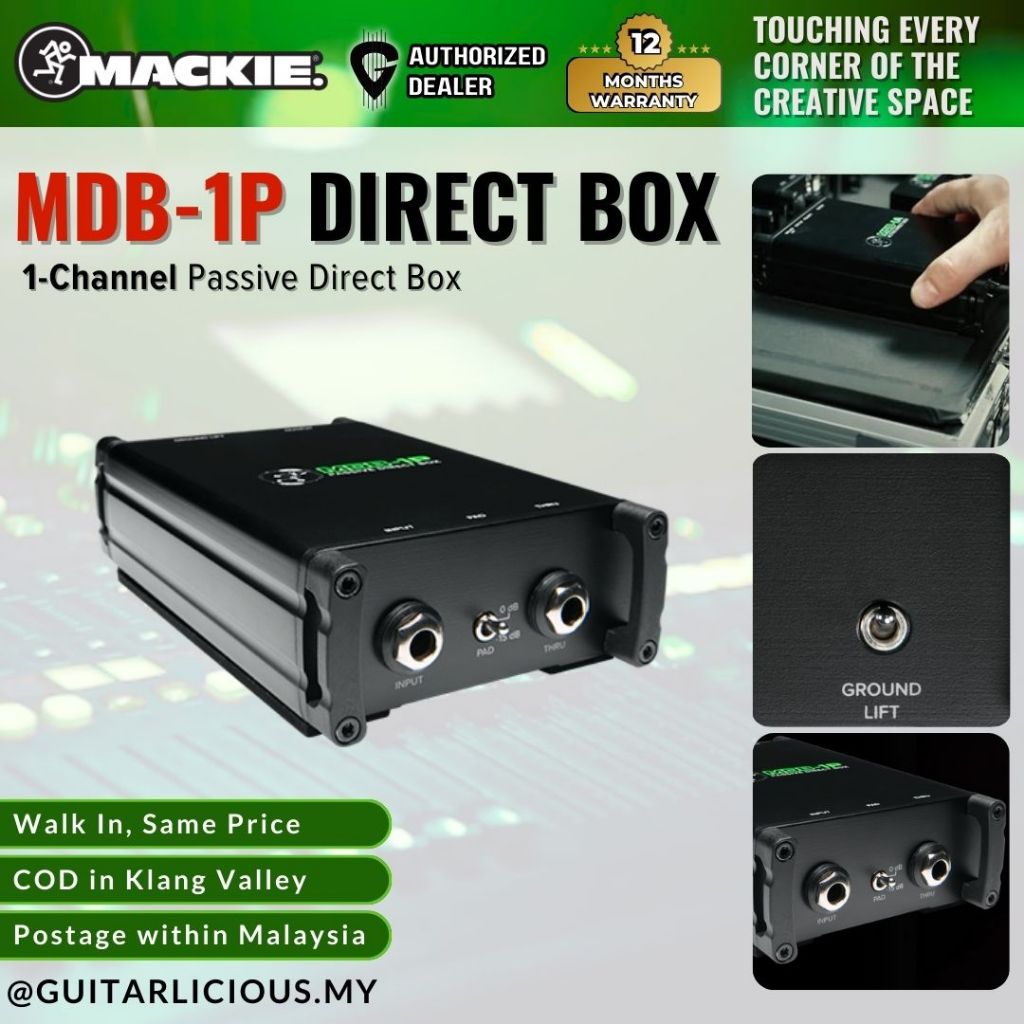 Mackie MDB-1P 1 Channel Passive Direct Box DI Box ( MDB 1P / MBM1P ...