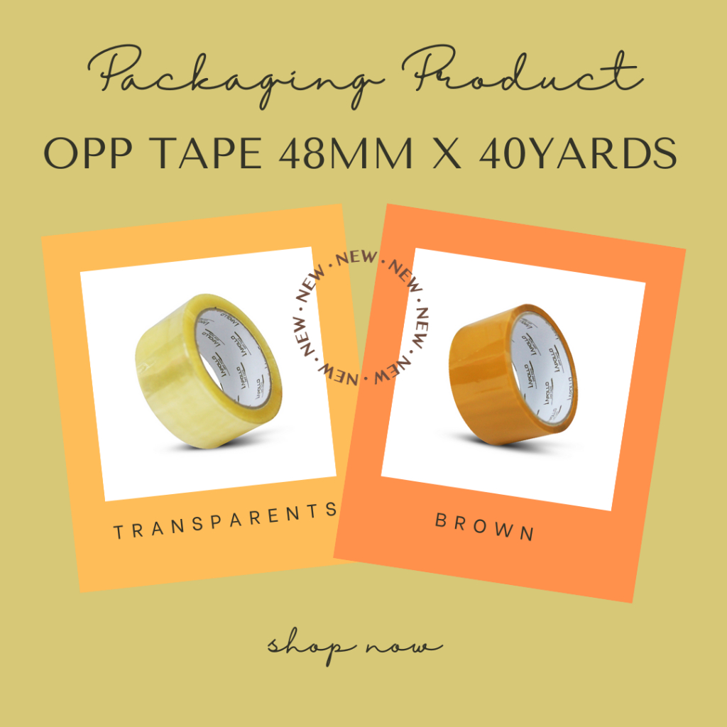 เทปบรรจุภัณฑ์กาว Apollo OPP 48mm x 40yds / 48mm x 90 ปี (TRANSPARENTS / สีน้ําตาล) | Shopee Thailand