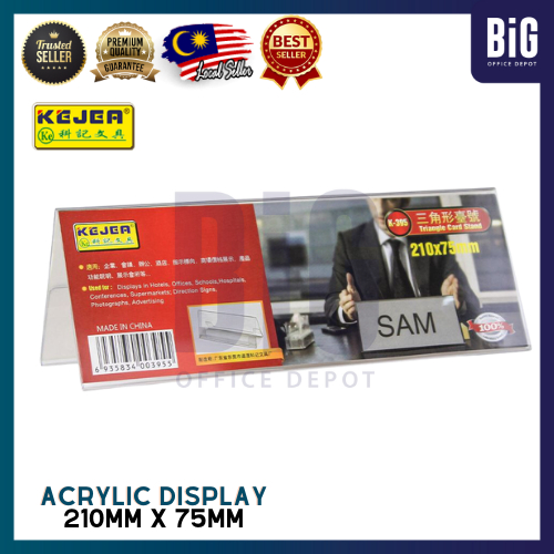 Acrylic SIGN DISPLAY HOLDER สําหรับ MENU NAME TRIANGLE DISPLAY 210MM x ...