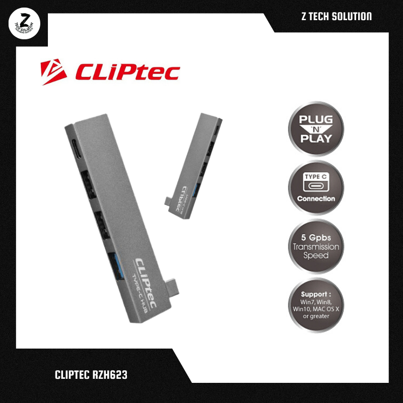 Cliptec RZH623 Type-C USB 3.1 1+2 พอร์ตฮับ ( CONQUER ) | Shopee Thailand