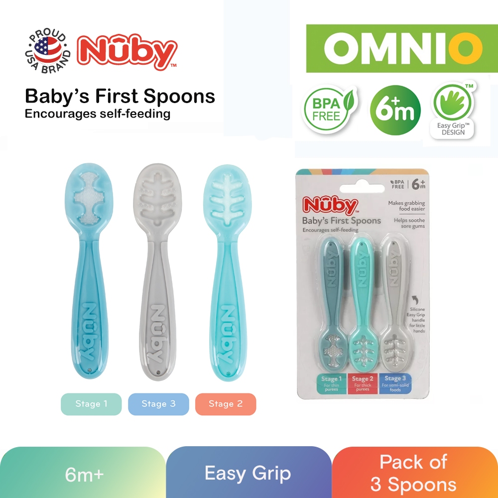 Nuby 3 Stage Baby First Dipping Spoons 6M+ ช้อนแรกเด็ก BPA FREE (แพ็ค 3 ช้อน) NB80913 | Shopee ...