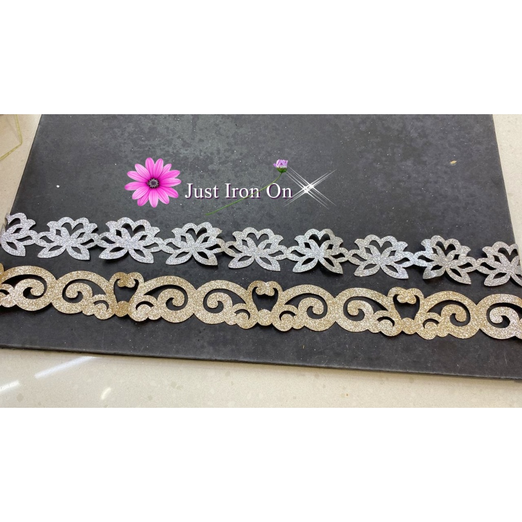 Lace Patch Glitter Iron On Tampal Baju, Iron On Patch Lace Glitter ...