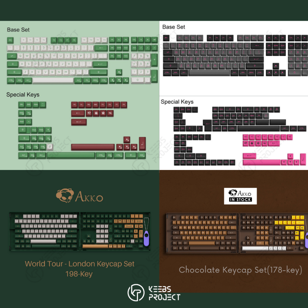 Akko ASA Profile London Matcha Black & Rose Keycap Set Doubleshot ...