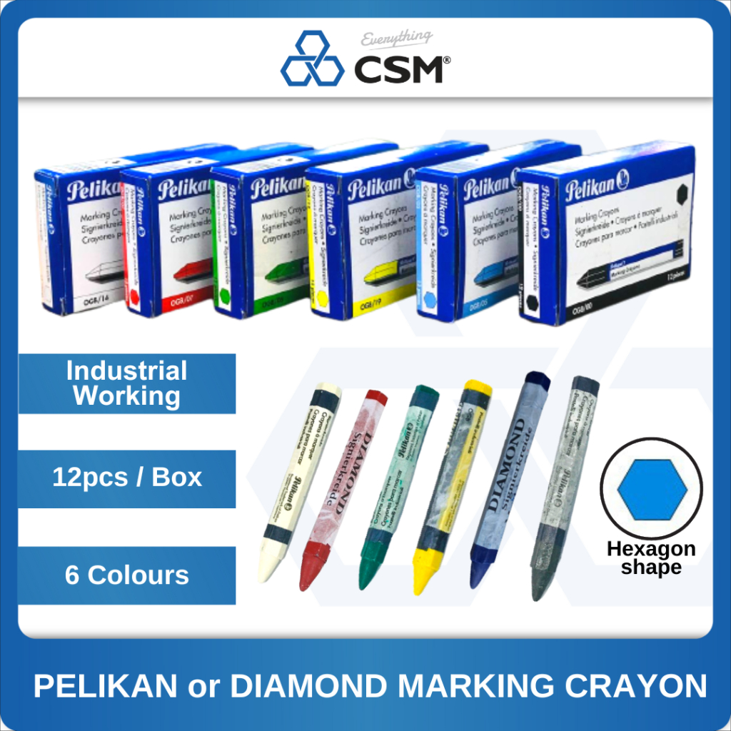 Pelican DIAMOND Marking Crayons OGB กระดาษแข็ง Crayon Carton Wax Pencil ...