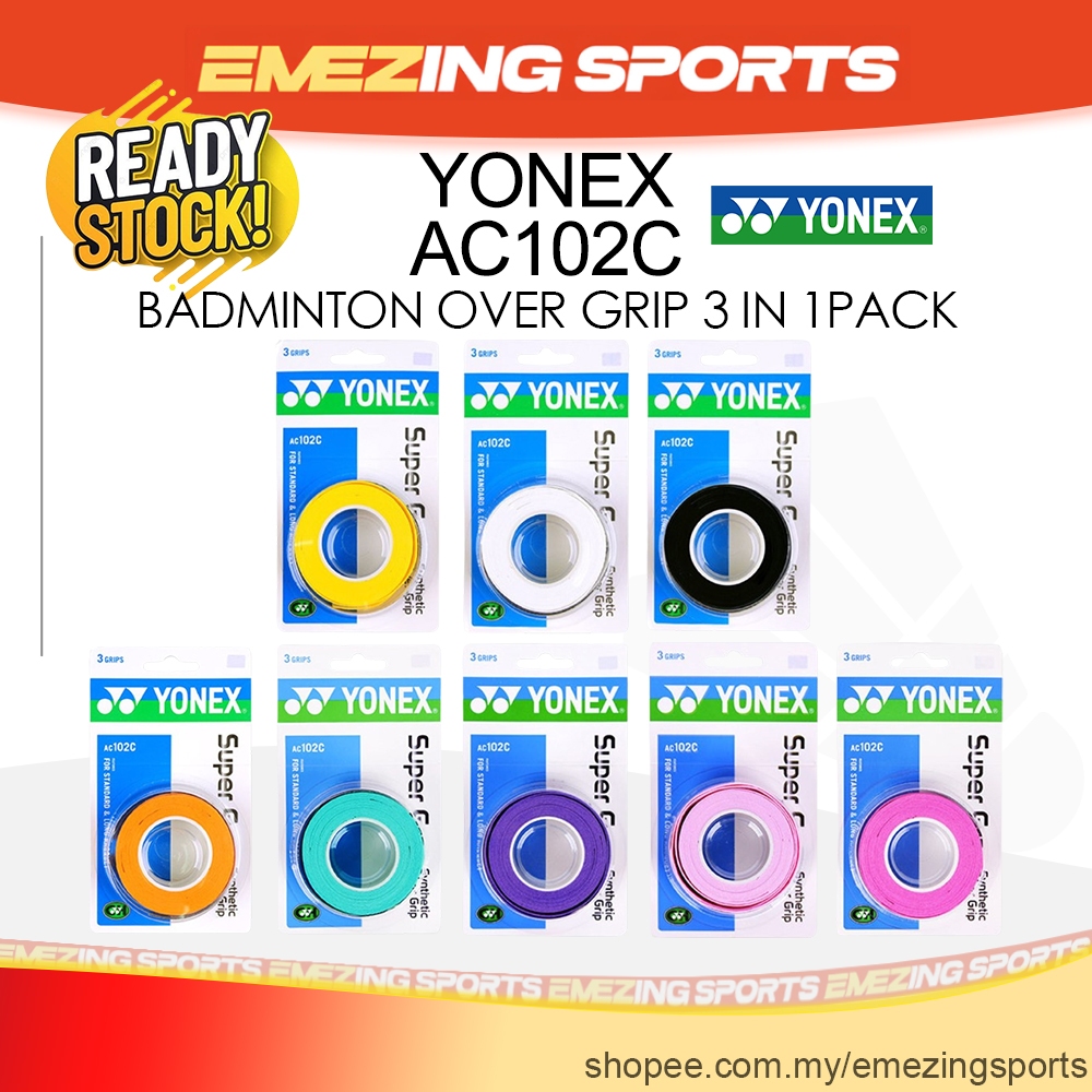 Yonex Super Grap AC102C แบดมินตันเทนนิสสังเคราะห์ Overgrip (3 IN 1 แพ็ค) - Over Grip AC 102C 102 ...
