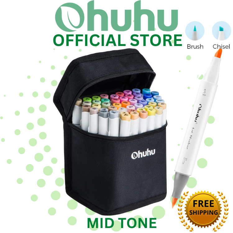 Ohu Professional 48 Mid Tone สี Dual Tips แอลกอฮอล์ Art Markers Brush ...