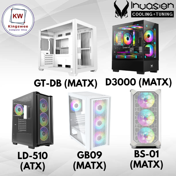 Invasion เคส m-ATX ATX GB09 D3000 BS-01 LD-510 GT-D พร้อมพัดลม RGB 5V 3 ...