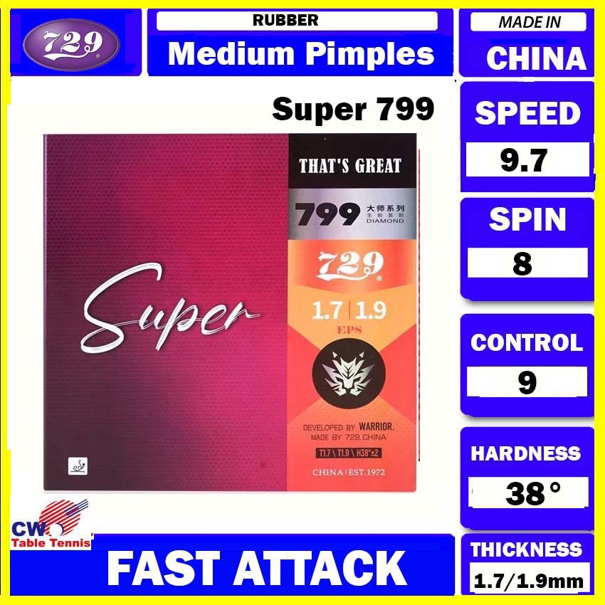729 Super 799 Medium Pimples ยางปิงปอง Getah Fast Attack | Shopee Thailand