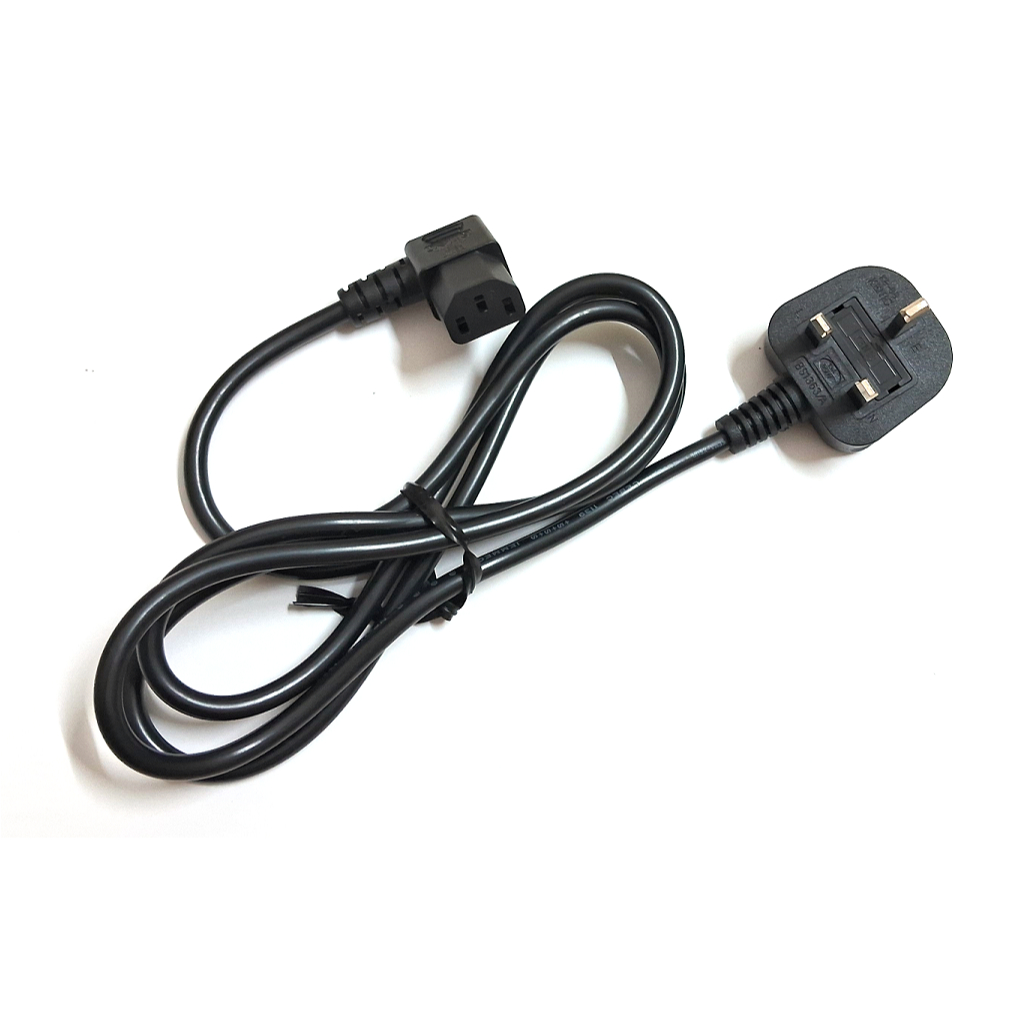 Uk 3 Pin Mains Plug IEC 60320 C13 90 องศามุมขวา AC สายไฟ 1.8 เมตร 1.8m ...