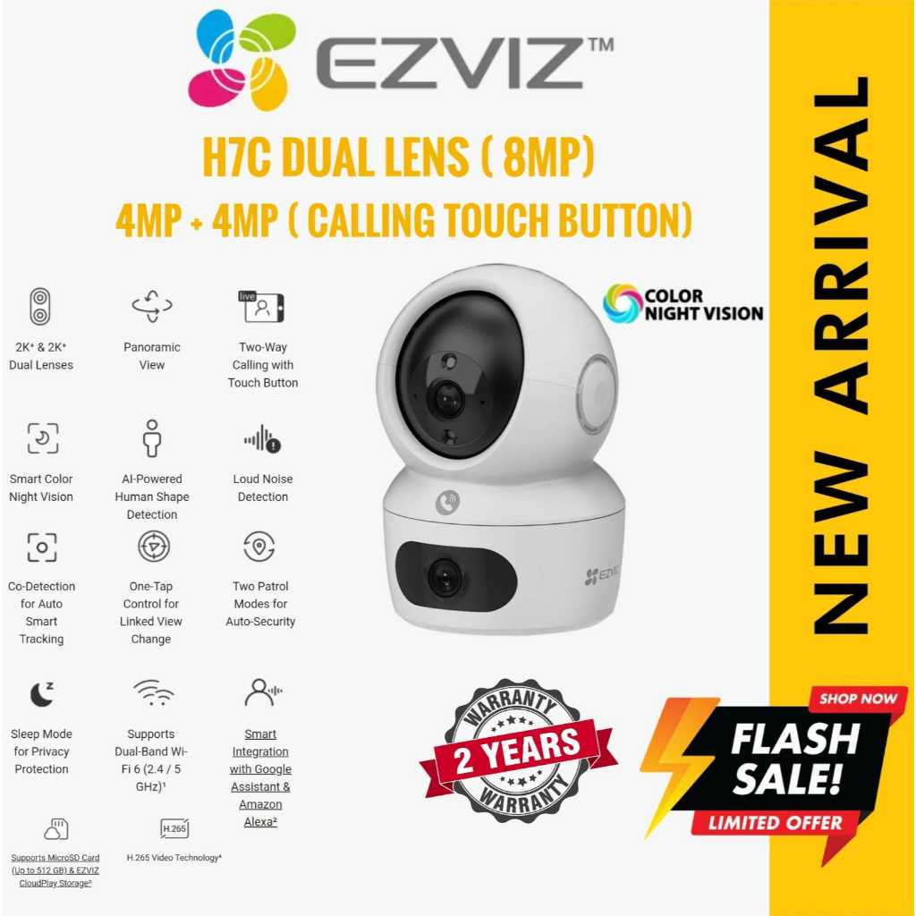 Ezviz H7C Dual Lens (4MP + 4MP) Pan/Tilt Two Way Talk Color Night ...