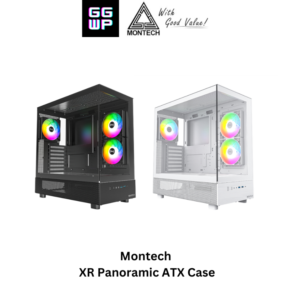 Montech XR ATX Mid Tower PC Gaming Case พร้อมพัดลม ARGB PWM 3x 120 มม. ติดตั้งแผงกระจกคู่เต็มดู ...