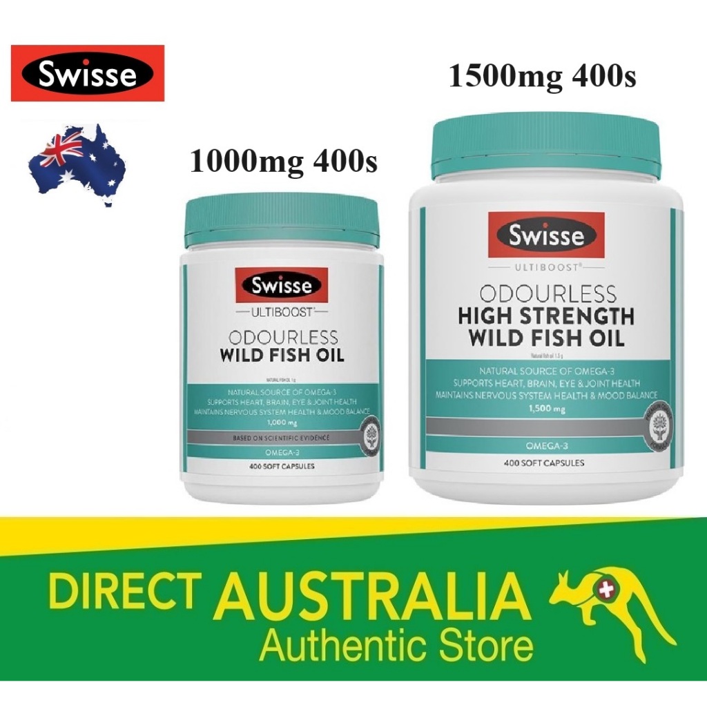 Swisse Ultiboost Odorless High Strength Wild Fish Oil 1500มก. 400 แคปซูล / 1000มก. 400 แคปซูล ...