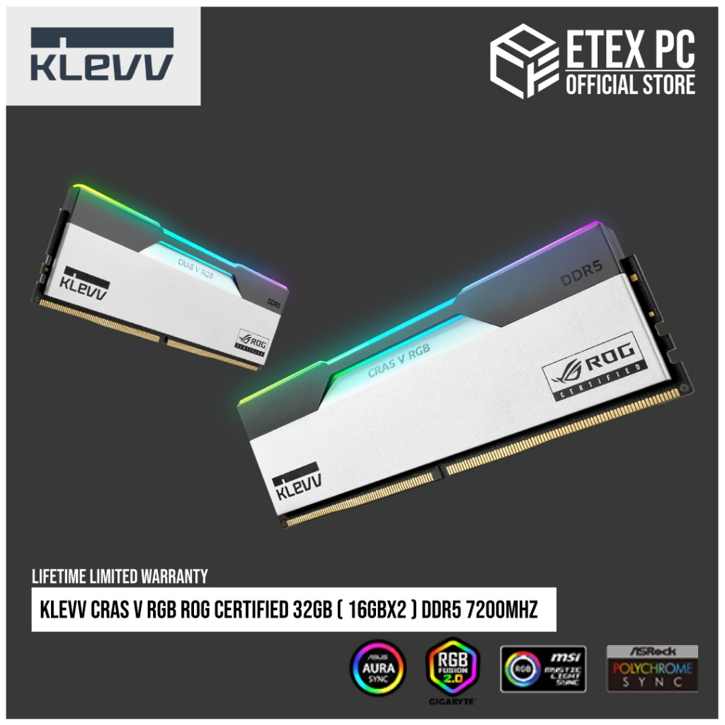Klevv CRAS V RGB ROG Certified 32GB ( 16GBx2 ) DDR5 7200MHz หน่วย ...