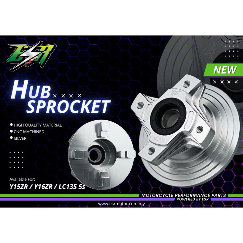 Esr SPROCKET HUB CNC ALLOY 4H (สีเงิน) Y15ZR/Y16ZR/LC135 5S ฟรีแบริ่ง ...