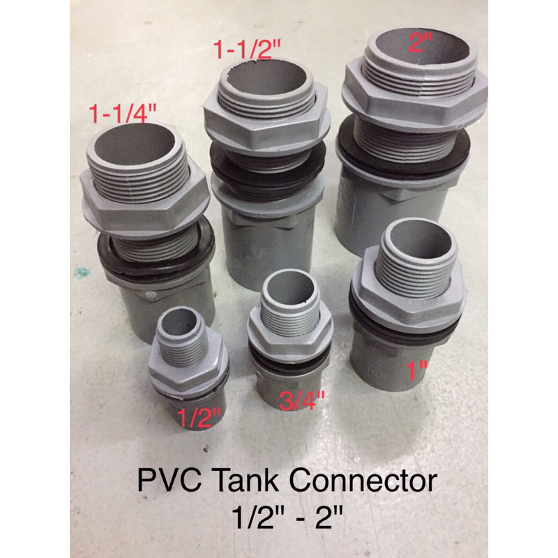 ขั้วต่อถัง PVC 1/2 "3/4" 1-1/4" 1-1/2" 2" 15mm 20mm 25mm 32mm 40mm 50mm Penyambung Paip air ...