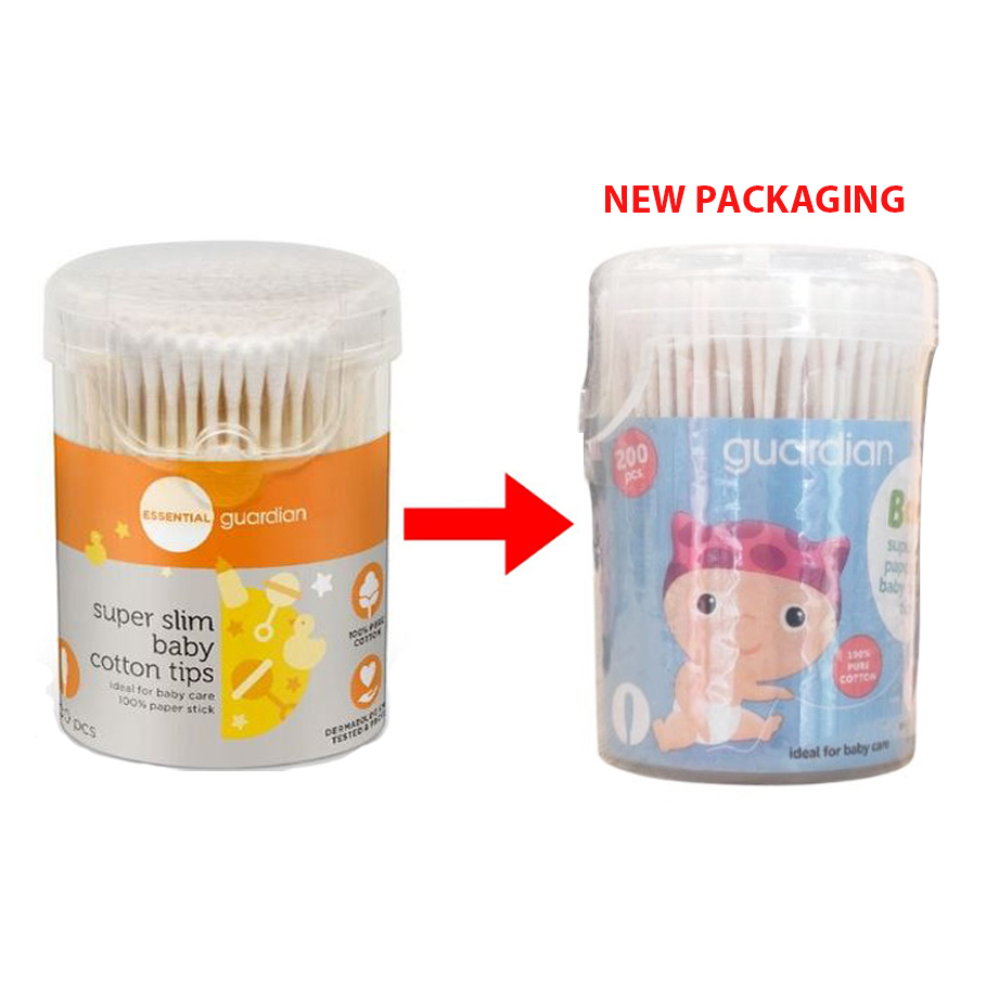 Guardian Super Slim Baby Cotton Tips 200s Small Ear Buds Paper Stick ...