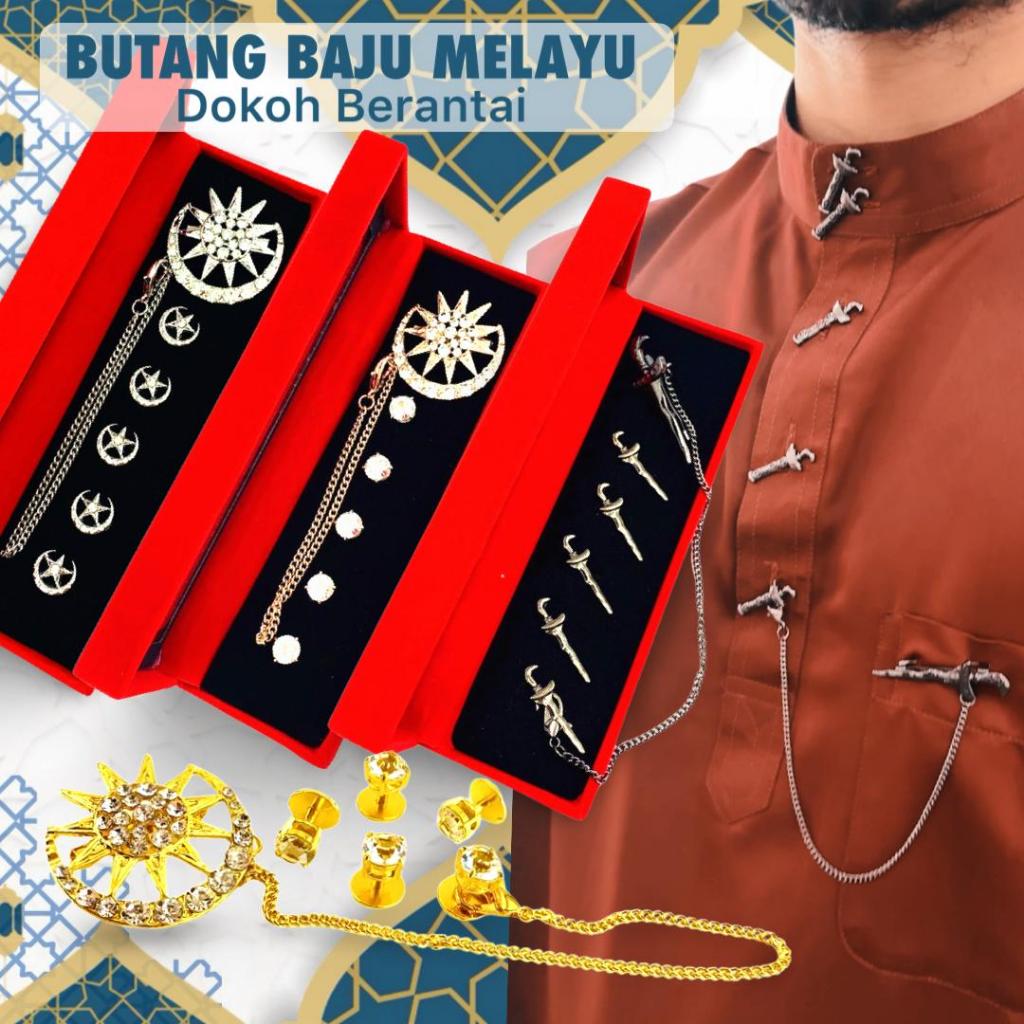 Lavivi Accessories Exclusive Raya 2025 Butang Baju Melayu Berantai Set ...