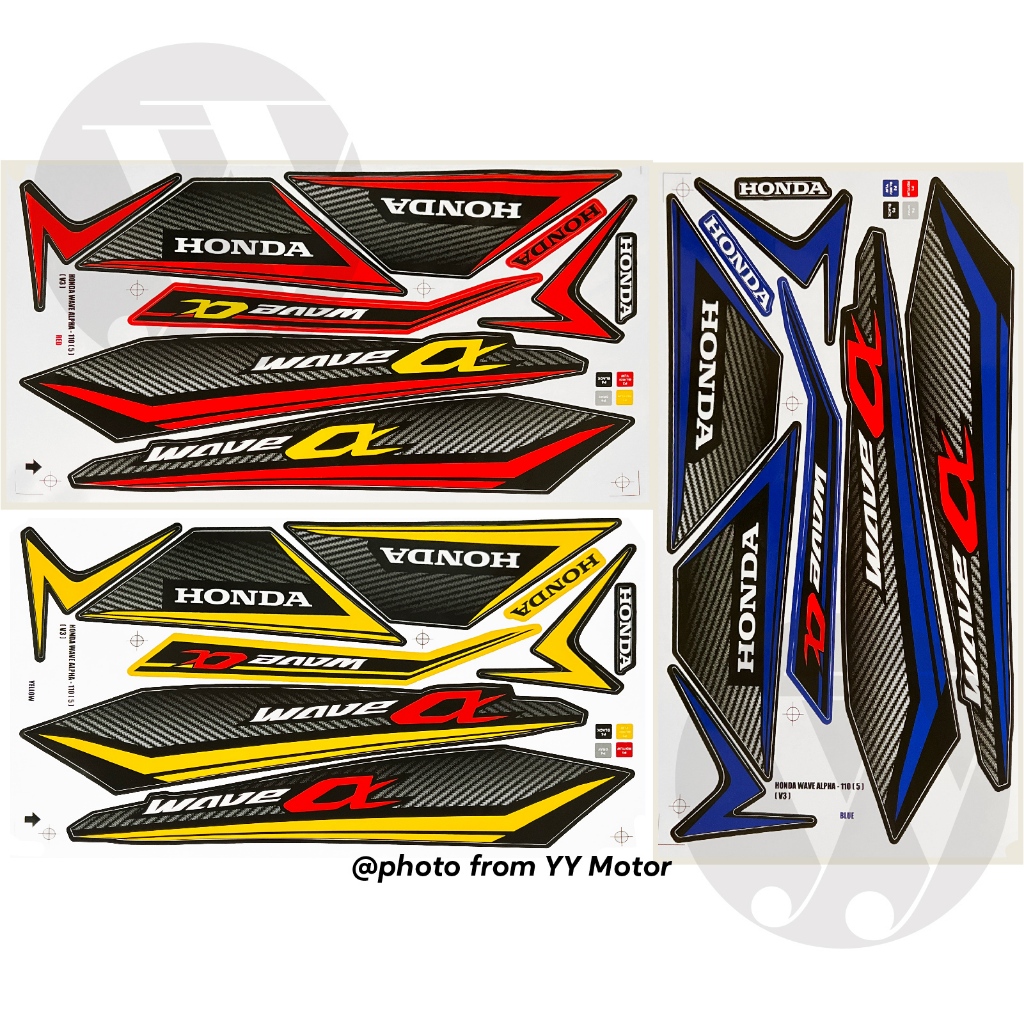 Honda wave alpha 110 cx fi v3 (5) แถบสติกเกอร์ฝาครอบตัวถังคุณภาพพรีเมี่ ...