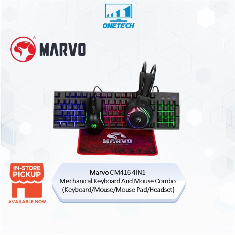 Marvo CM416 Lot400 Gaming 4 In 1 Wired Combo - สีดํา (คีย์บอร์ด/เมาส์ ...