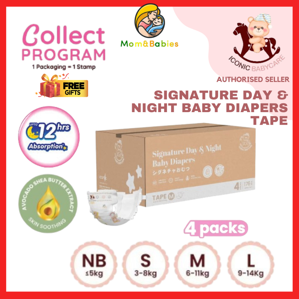 [Bundle 4] Iconic Babycare Signature Day & Night Baby Diaper Tape NB112 ...